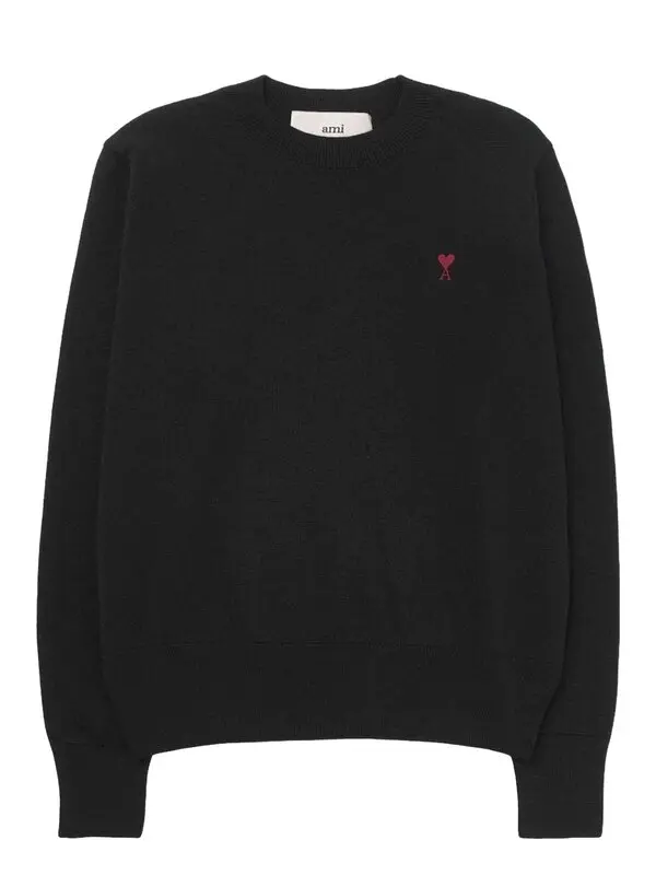 AMI Paris Small Heart Logo Wool Knit - Black