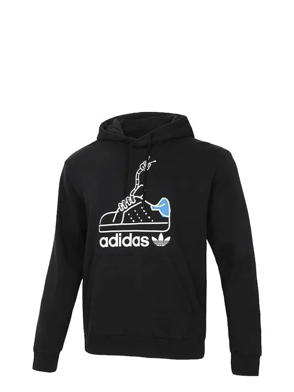 Adidas Originals Pullover Hoodie With Graphic Print - Black