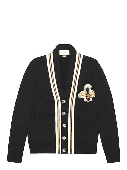 Gucci Bee Patch Cardigan - Black/red