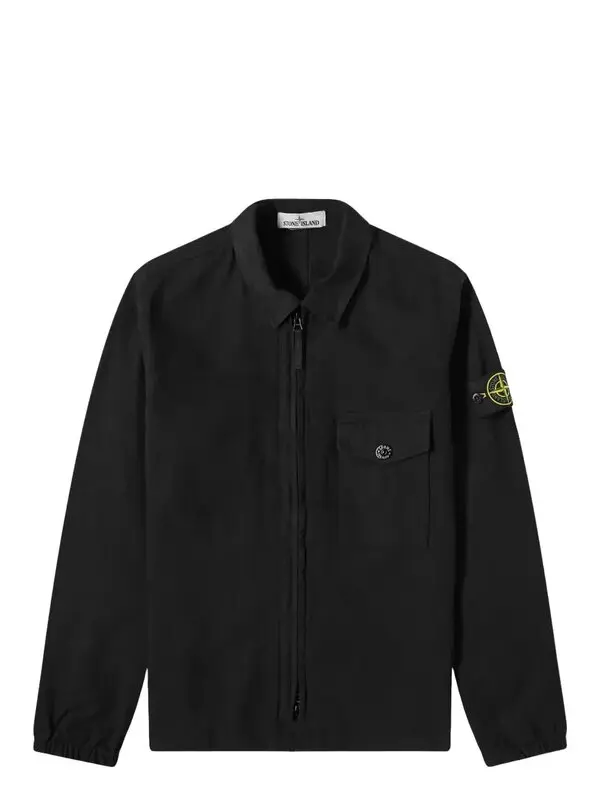Stone Island Garment Dyed Zip Shirt Overshirt - Black