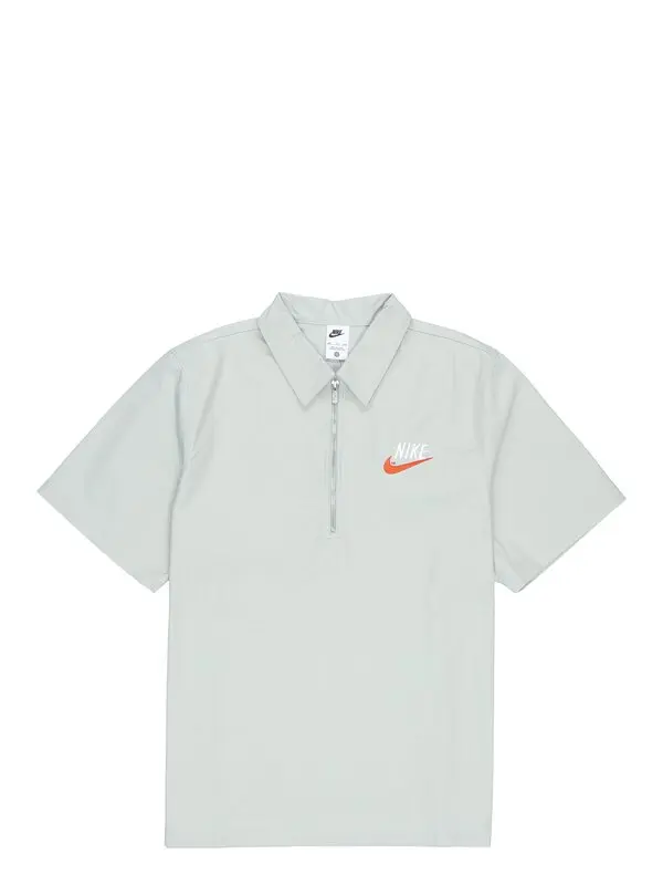 Nike Half Zipper Solid Color Short Sleeve Aqua Blue Polo Shirt - Multi-color