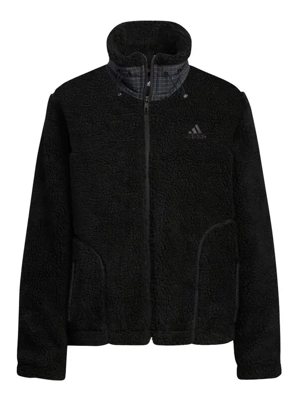 Adidas Fleece Jacket With Stand Collar - Black