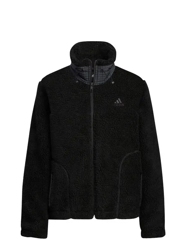 Adidas Fleece Jacket With Stand Collar - Black