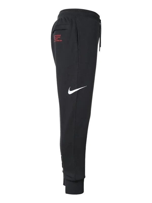 Nike Swoosh Embroidered Double- Hook Casual Sports Pants - Black