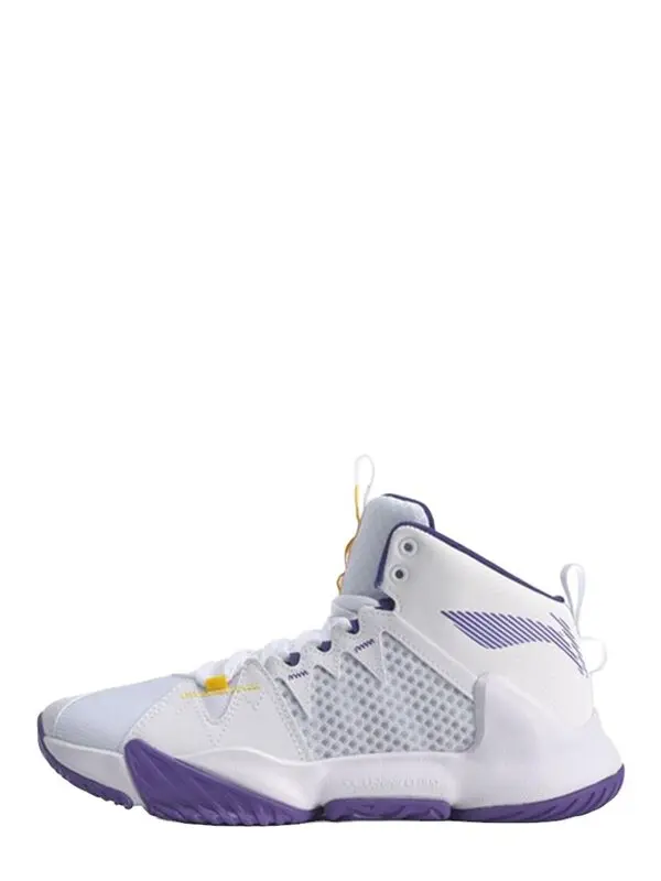 LI-NING High Top Basketball Sneakers - White/purple