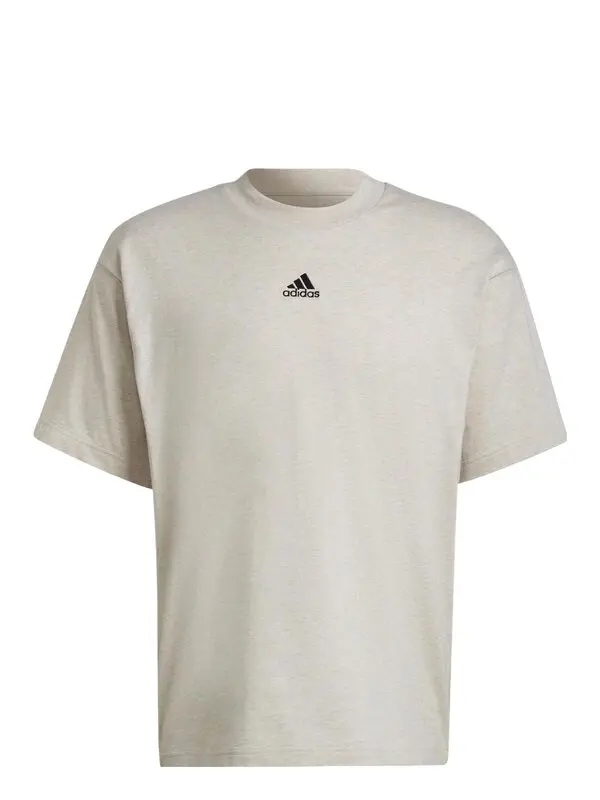Adidas Small Logo Printing Solid Color Round Neck Short Sleeve Gray T-shirt - Default Color