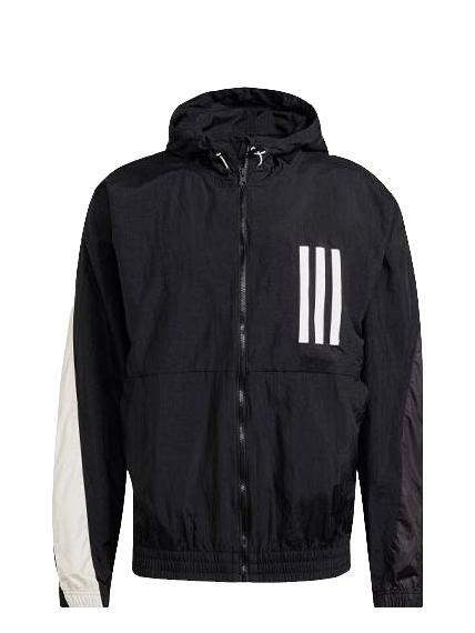 Adidas Windproof Hooded Logo Jacket - Black