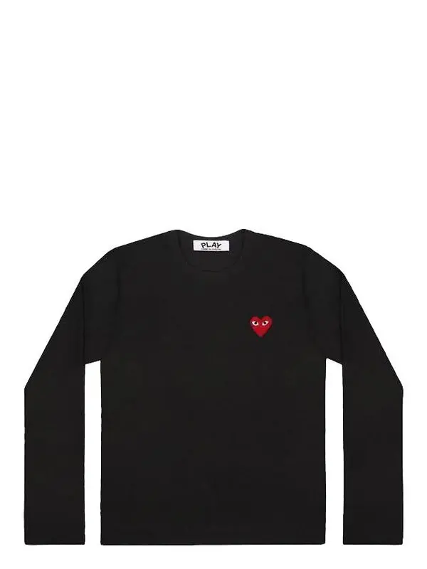 Play Comme Des Garcon Long Sleeve T-shirt With Heart Logo - Black