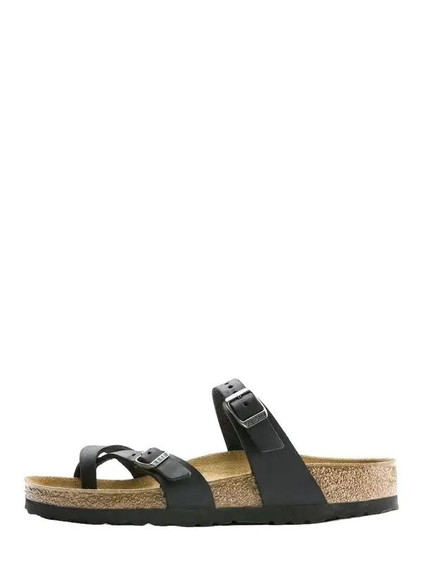 BIRKENSTOCK Mayari Natural Leather Oiled Sandals - Black