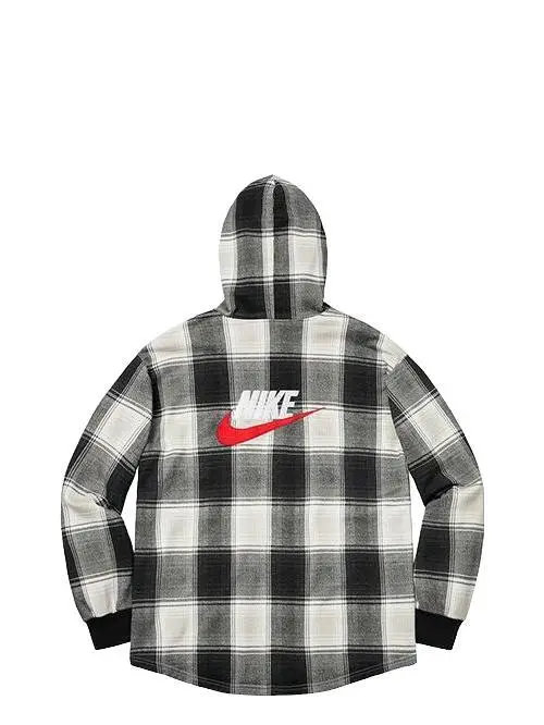 Supreme X Nike Plaid Hooded Sweatshirt - Black/white