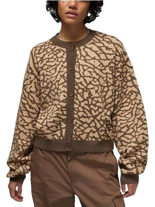 JORDAN Flight Jacquard Knit Cardigan - Palomino