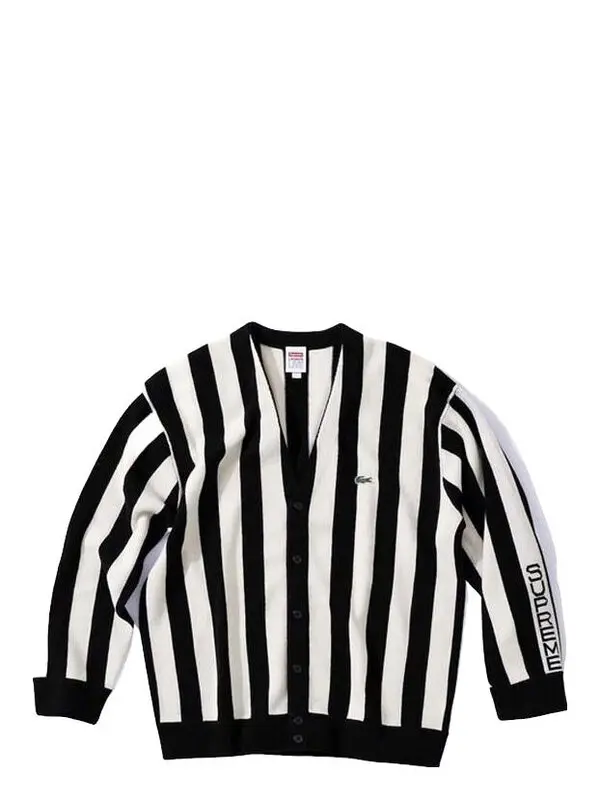 Supreme X Lacoste Striped Cardigan - Black