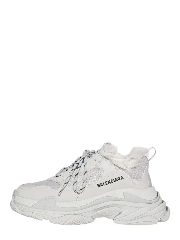 Balenciaga Triple S Sneakers With Faux Fur Accents - Grey