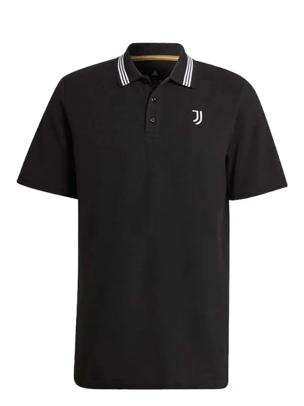 Adidas Printing Lapel Short Sleeve Polo Shirt Black - Multi-color