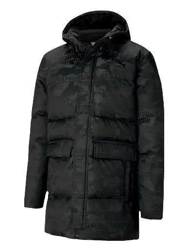 PUMA Camouflage Long Down Jacket - Black