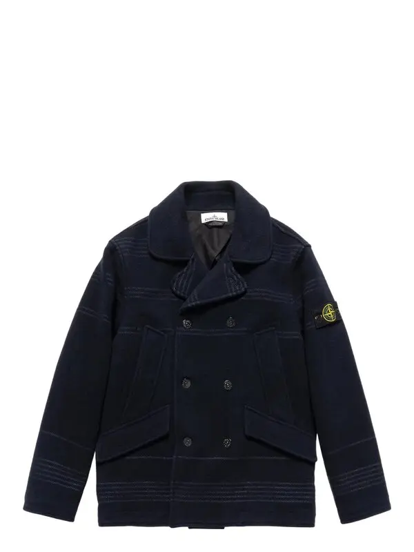 Stone Island Double-breasted Logo Patch Jacket - Black