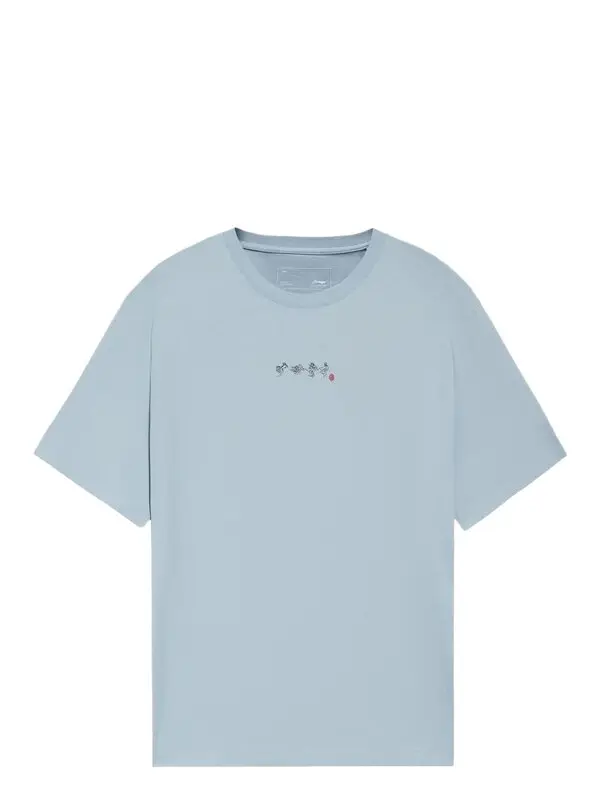 LI-NING Casual Graphic Printed Tee 'blue - Blue/white