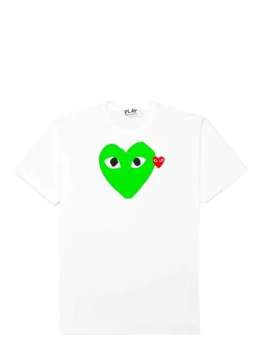 Play Comme Des Garcon Red Emblem Heart T-shirt - White/green
