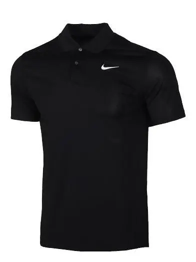 Nike Logo Quick Dry Breathable Sports Short Sleeve Polo Shirt - Black