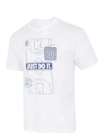 Nike Just Do It Basketball Sports Printing Short Sleeve - White