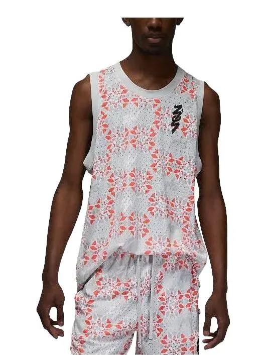 JORDAN Zion Mesh Print Tank - Silver/red