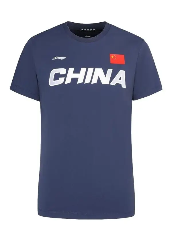 LI-NING Lifestyle Sportswear Premium Tee 'blue White - Blue/white