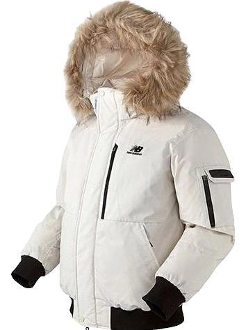 NEW BALANCE Down Jacket With Fur Trimmed Hood - White/black