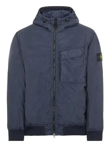 Stone Island Crinkle Reps Jacket With Pocket Detail - Navy