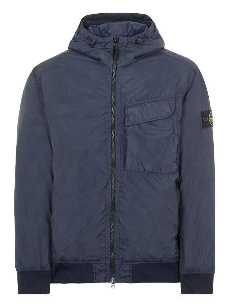 Stone Island Crinkle Reps Jacket With Pocket Detail - Navy
