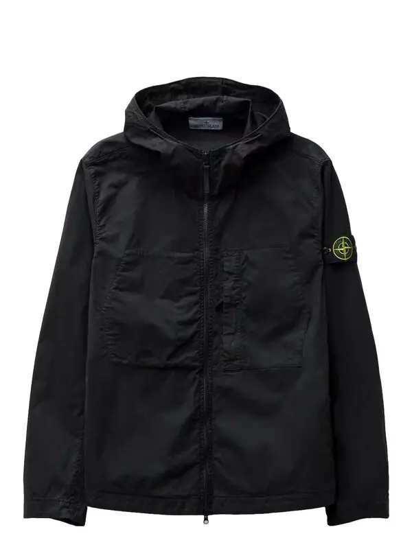 Stone Island Supima Cotton Twill Stretch Hooded Jacket - Black
