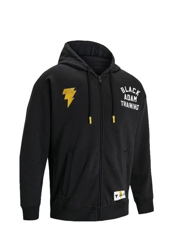 Under Armour Project Rock Black Adam Full Zip Rival Fleece Hoodie 'black Yellow - Black/yellow