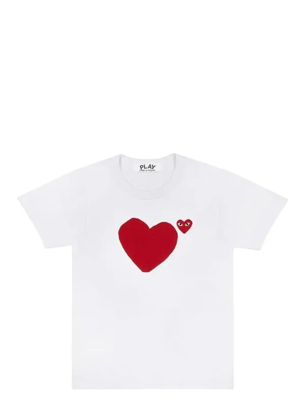 Play Comme Des Garcon Double Sided Heart Logo T-shirt - White