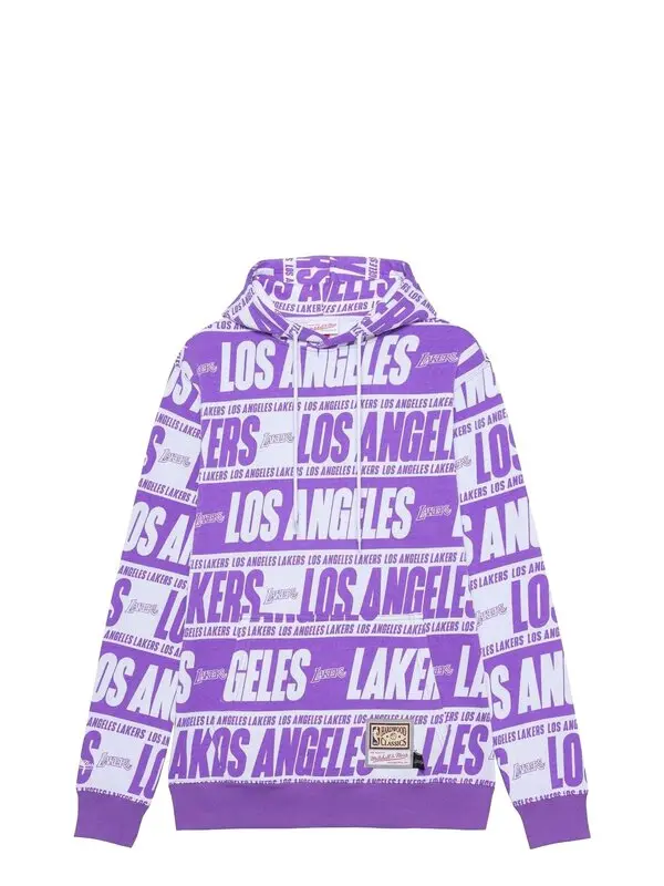 Mitchell & Ness X Nba La Lakers All Over Print Hoodie 'purple White - Purple/white