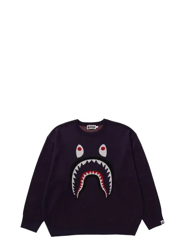A BATHING APE Shark Jacquard Pullover - Purple
