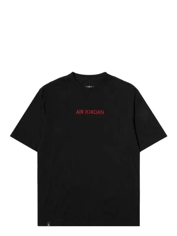 JORDAN Embroidered Round Neck Sports Short Sleeve T-shirt Black - Default Color