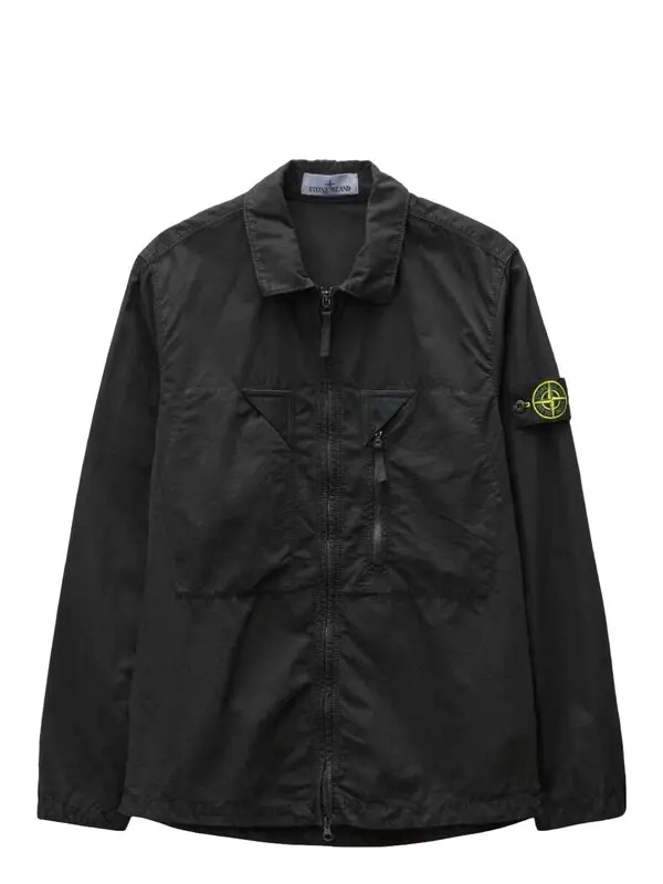 Stone Island Brushed Cotton Canvas Zip Shirt Jacket - Black
