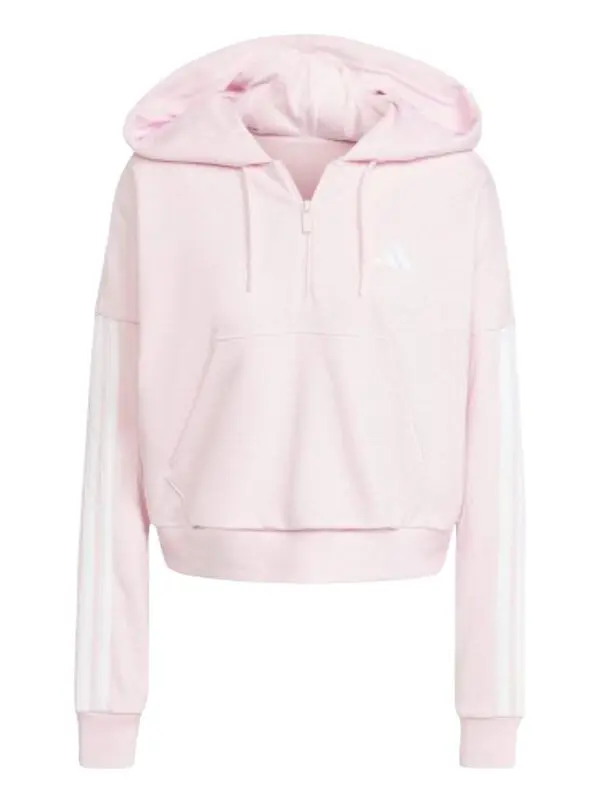 Adidas Essentials 3-stripes French Terry Quarter-zip Hoodie - Pink