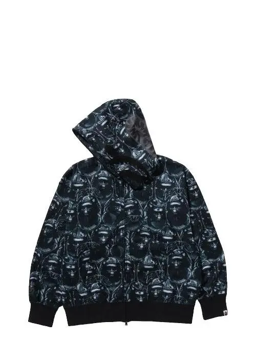A BATHING APE Shark Graffiti Full Zip Hoodie - Black