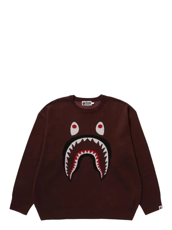 A BATHING APE Shark Jacquard Pullover - Brown