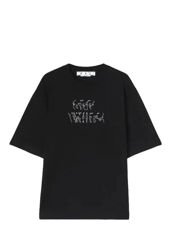 Off-White Ss22 Arrow Pattern Printing Round Neck Pullover Short Sleeve Loose Fit T-shirt - Black