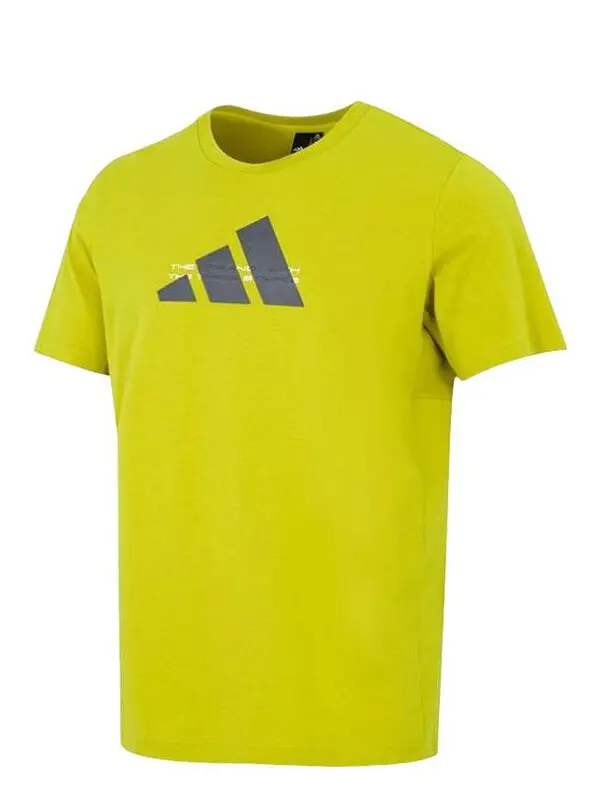 Adidas Alphabet Logo Printing Round Neck Short Sleeve Yellow T-shirt - Default Color