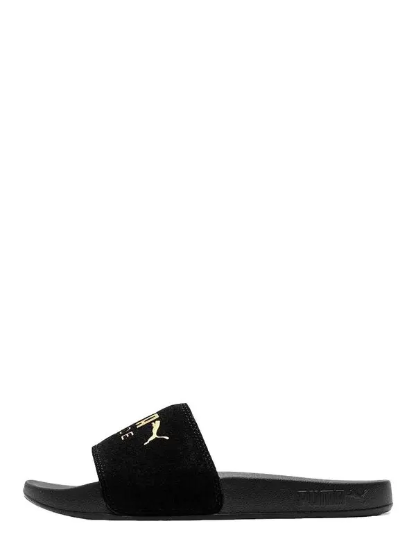 PUMA Slides With Gold Detailing - Black/gold