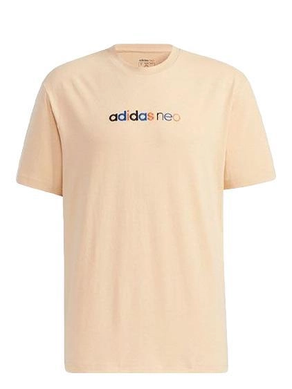 Adidas Neo Ss May Tee 2 Logo Embroidery Knit Sports Male - Yellow