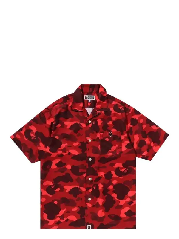 A BATHING APE Color Camo Ape Head One Point Shirt - Red