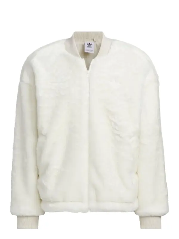 Adidas Faux Fur Bomber Jacket - White/black