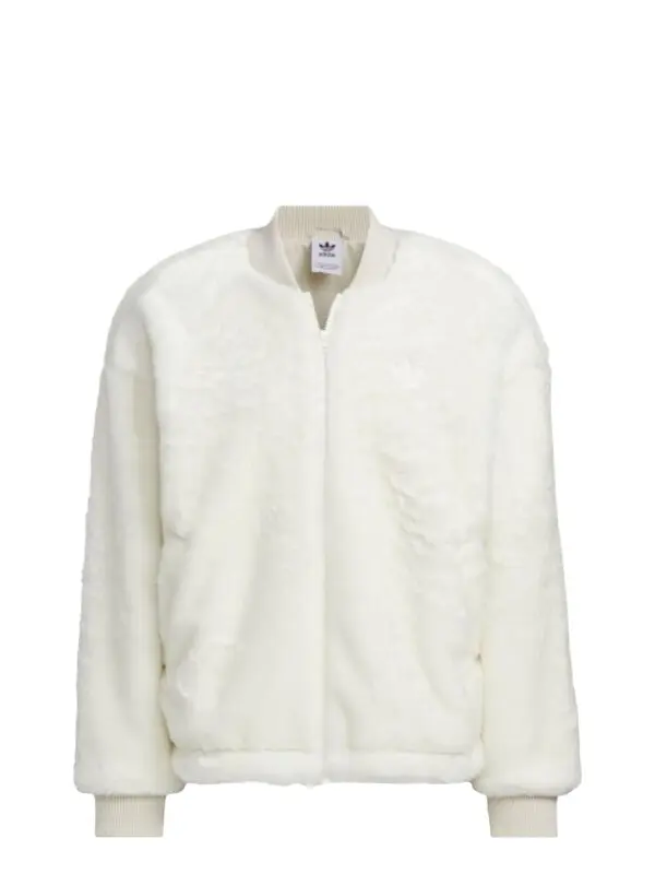 Adidas Faux Fur Bomber Jacket - White/black