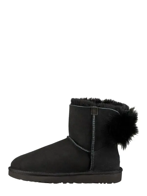 UGG Fluff Bow Mini Boots - Black