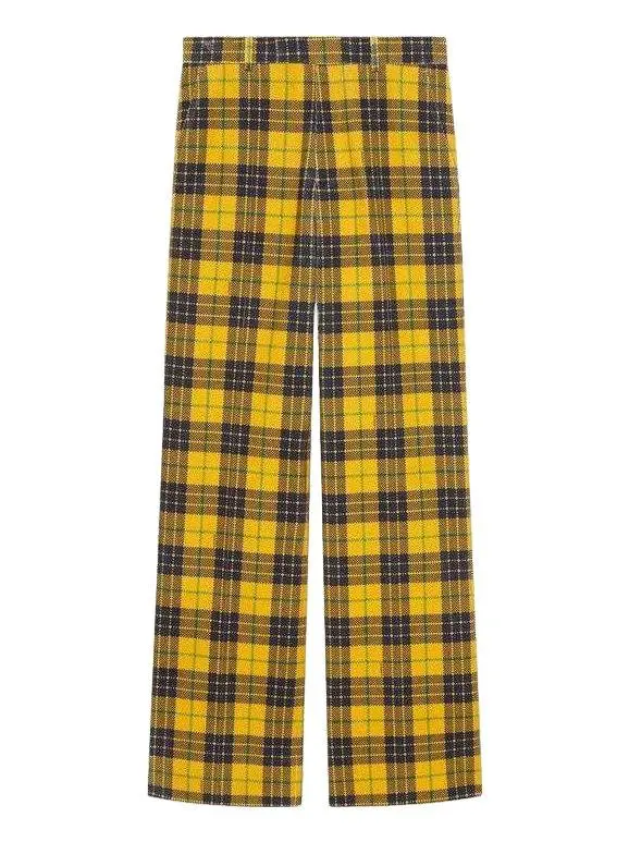 Gucci Straight-leg Checked Tartan Cotton Pants - Yellow/blue