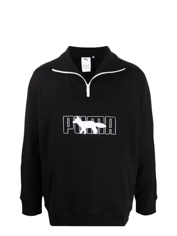 PUMA X Maison Kitsun Half Zip Sweater - Black/white