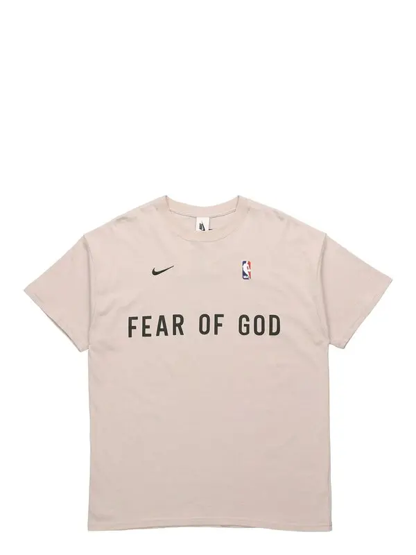 Nike X Fear Of God X Nba Crossover Alphabet Printing Round Neck Short Sleeve - Oatmeal